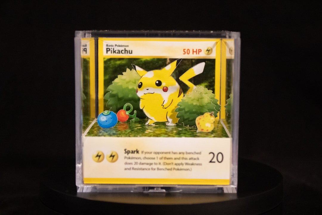 Collectible 3D Pokemon Cube Diorama - Jungle Edition Pikachu Card ...