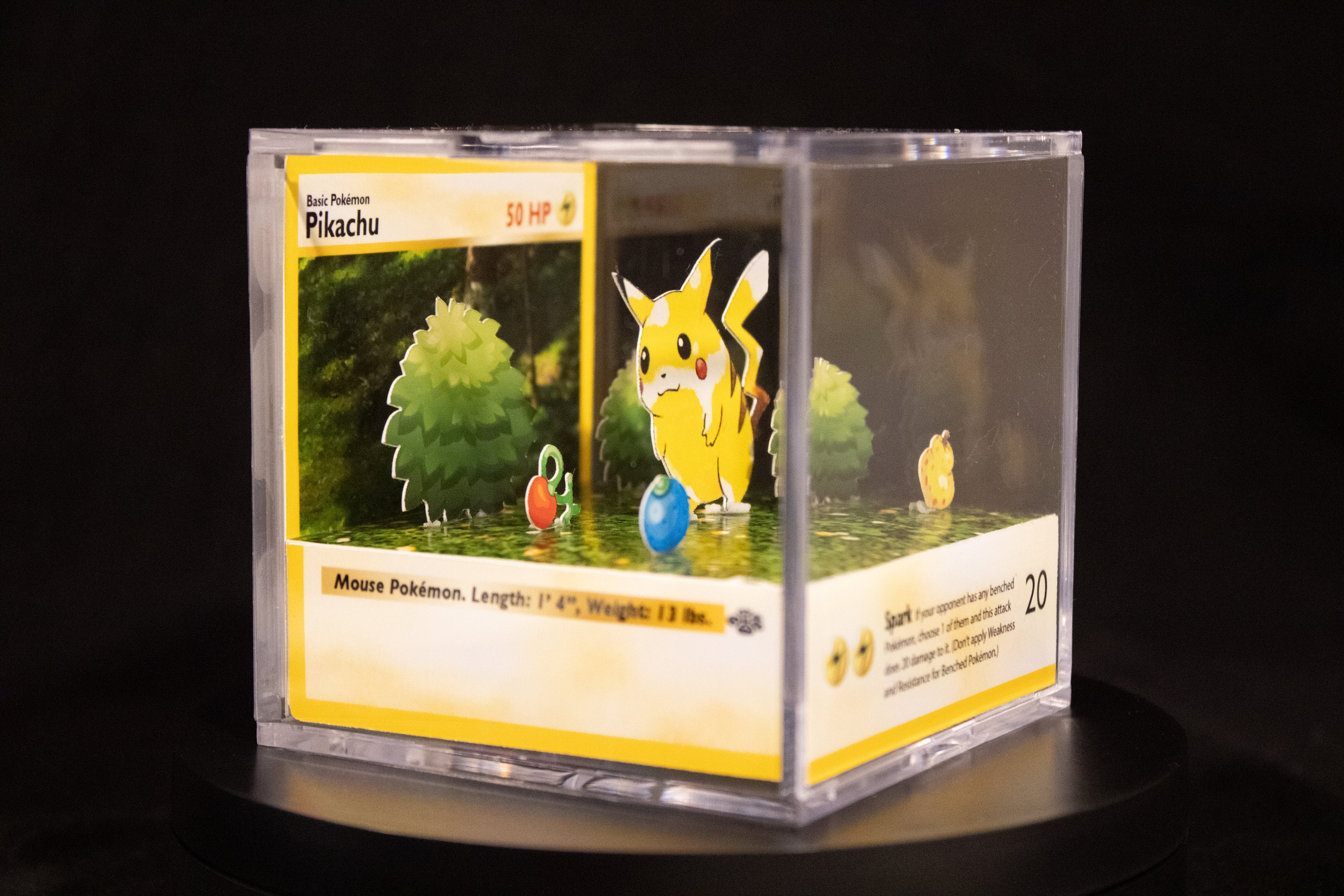 Collectible 3D Pokemon Cube Diorama Jungle Edition Pikachu Card Perfect ...