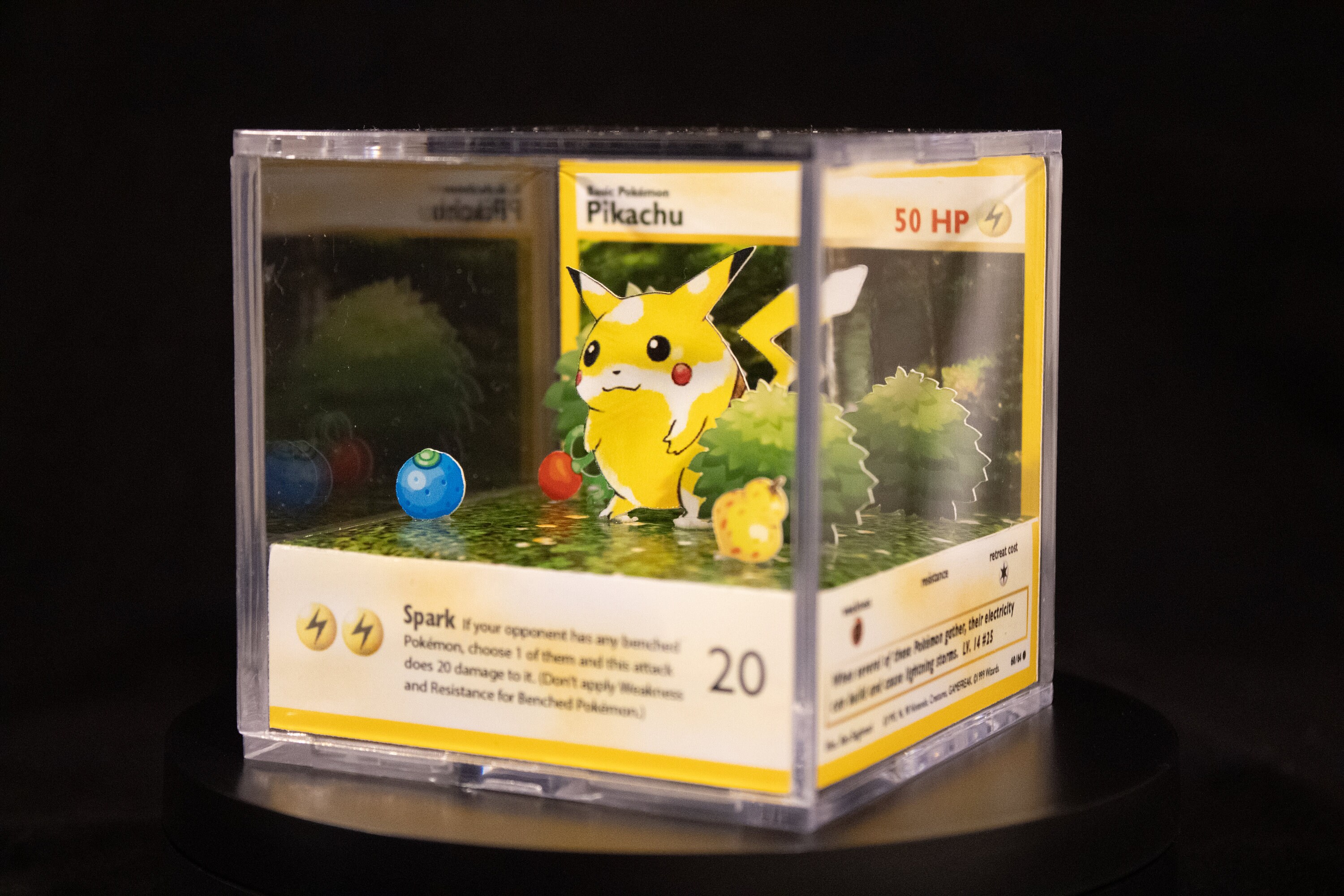 Collectible 3D Pokemon Cube Diorama Jungle Edition Pikachu Card Perfect ...