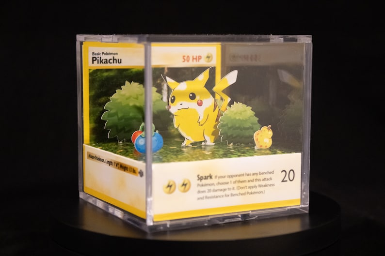 Collectible 3D Pokemon Cube Diorama Jungle Edition Pikachu Card Perfect ...