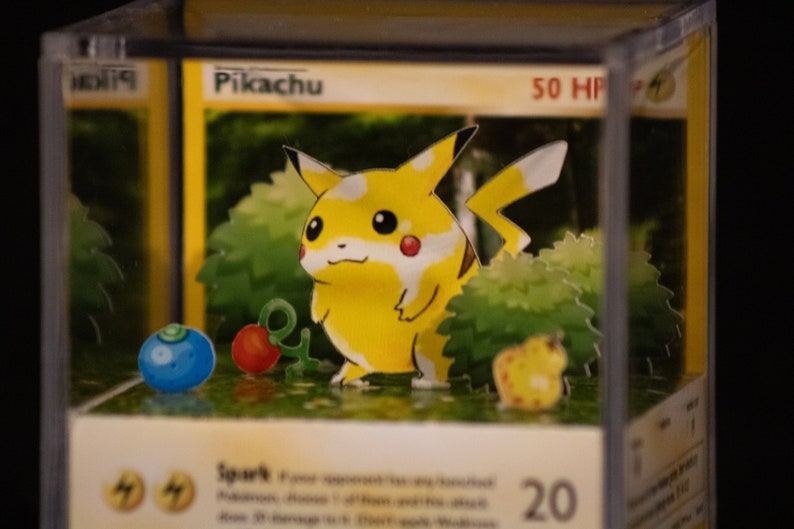 Collectible 3D Pokemon Cube Diorama Jungle Edition Pikachu Card Perfect ...