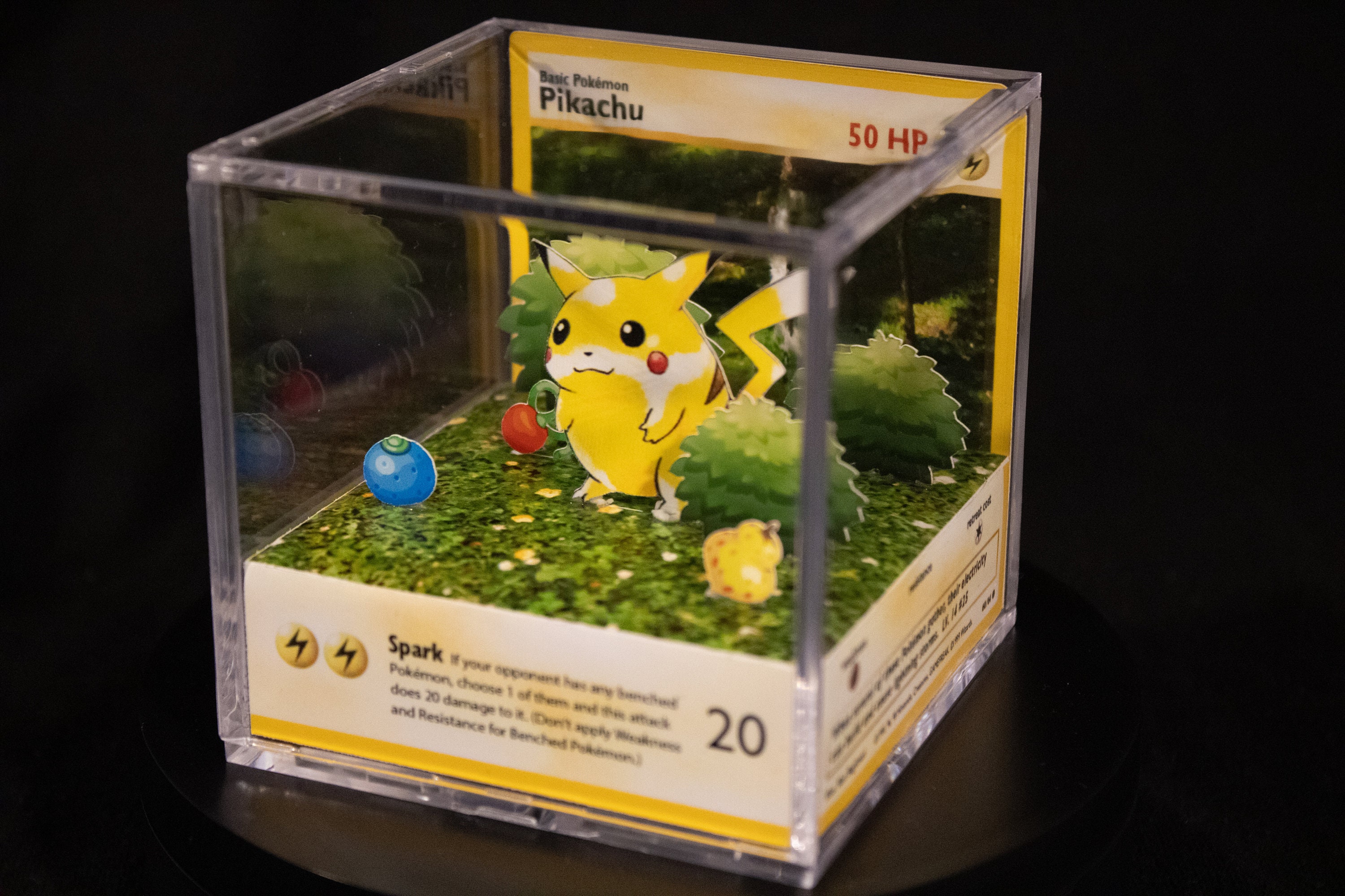 Collectible 3D Pokemon Cube Diorama Jungle Edition Pikachu Card Perfect ...