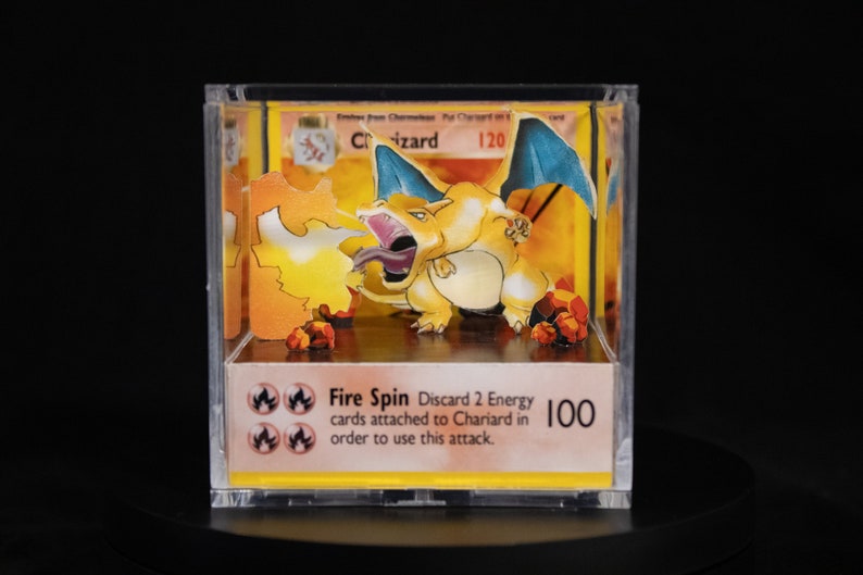 Coleccionable 3D Pokemon Cube Diorama - 1st Edition Charizard Card ...