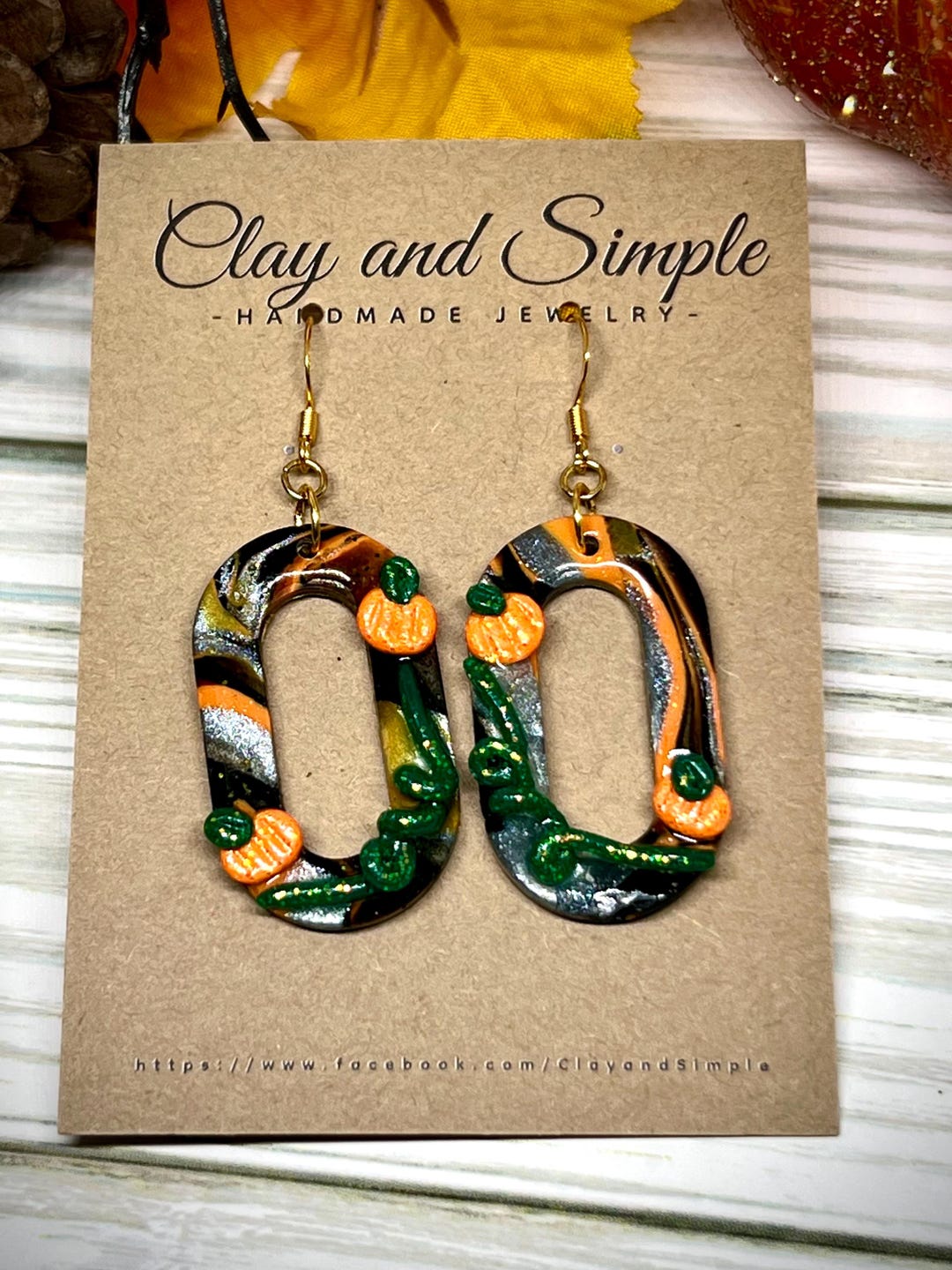Pumpkin Halloween Swirl Earrings Hoop Earrings Polymer Clay Earrings ...