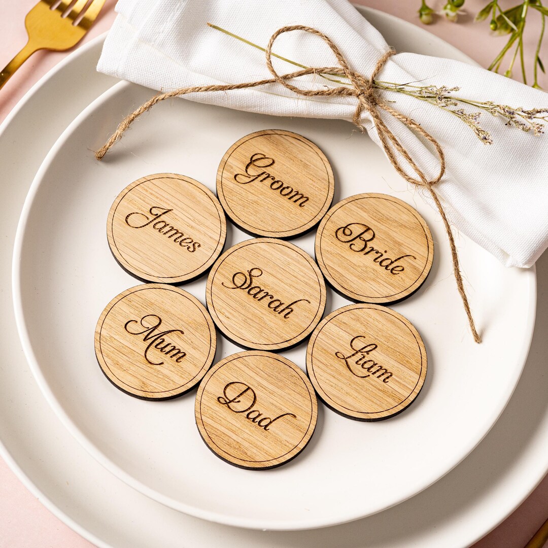 Wooden Name Discs, Circles for Wedding Table, Personalised Oak Discs - Etsy