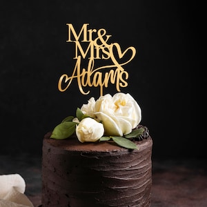 Personalized Mr & Mrs Wedding Cake Topper: Acrylic or Rustic Wood - Etsy