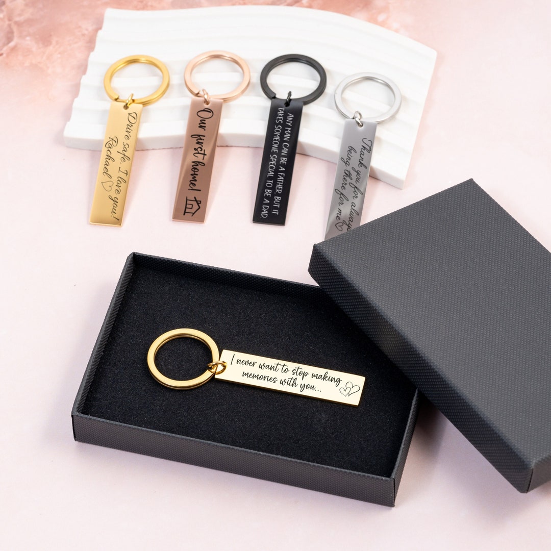 Personalised Engraved Keychain, Custom Made Rectangle Keyring ...