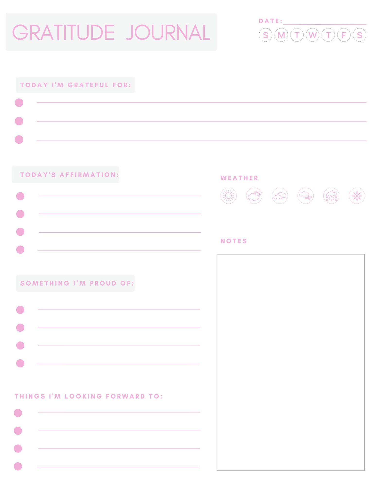 Daily Gratitude Journal Printable, Instant Download, Minimalist ...