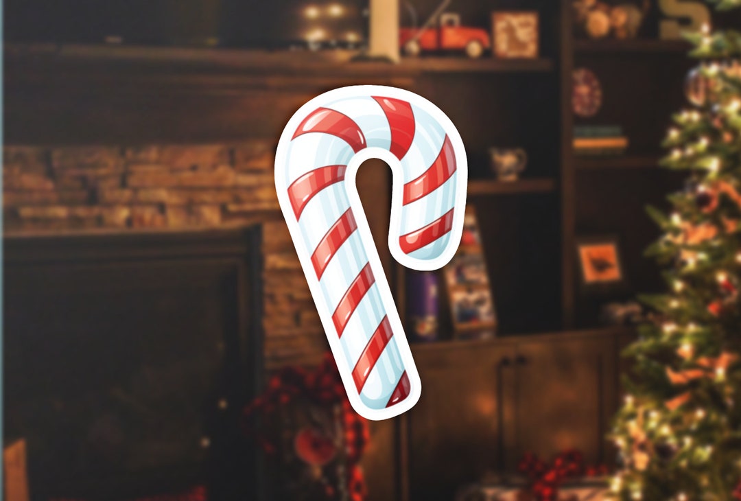 Candy Cane Vinyl Sticker, Christmas Decal, Holiday Decoration, Festive ...