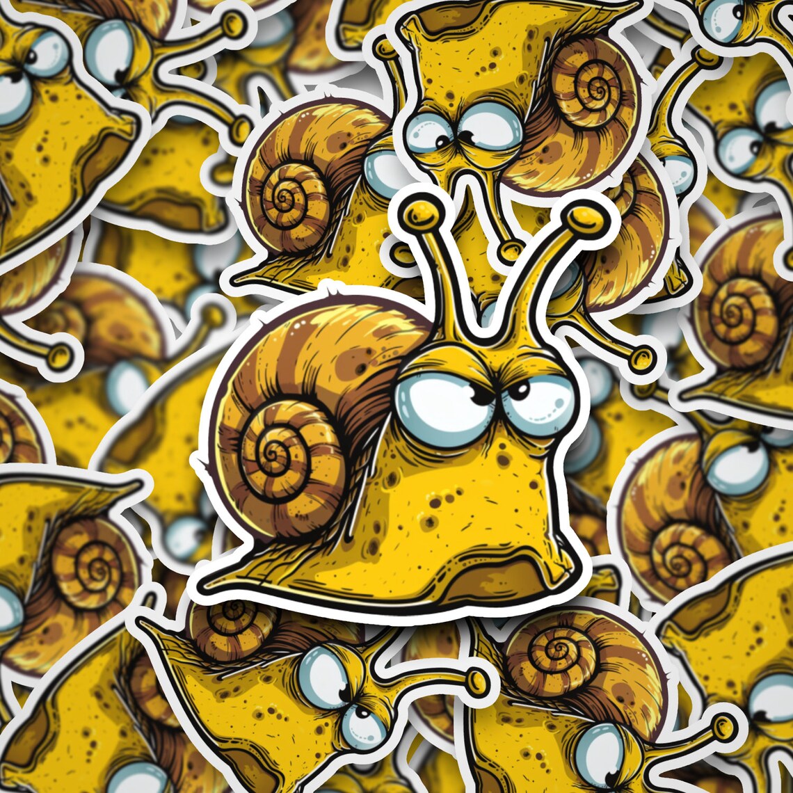 Funny Snail Vinyl Sticker, Grumpy Snail Decal, Durable Sticker, Laptop ...