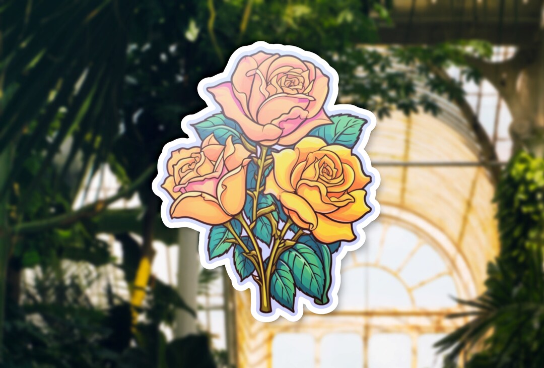 Pastel Roses Sticker Pack, Floral Decals, Flower Stickers, Scrapbook ...