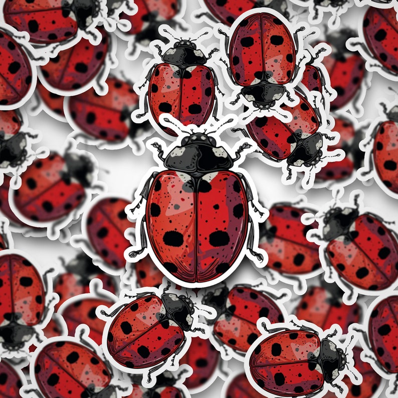Ladybug Vinyl Sticker, Red Ladybug Decal, Insect Lover Gift, Bug Laptop ...