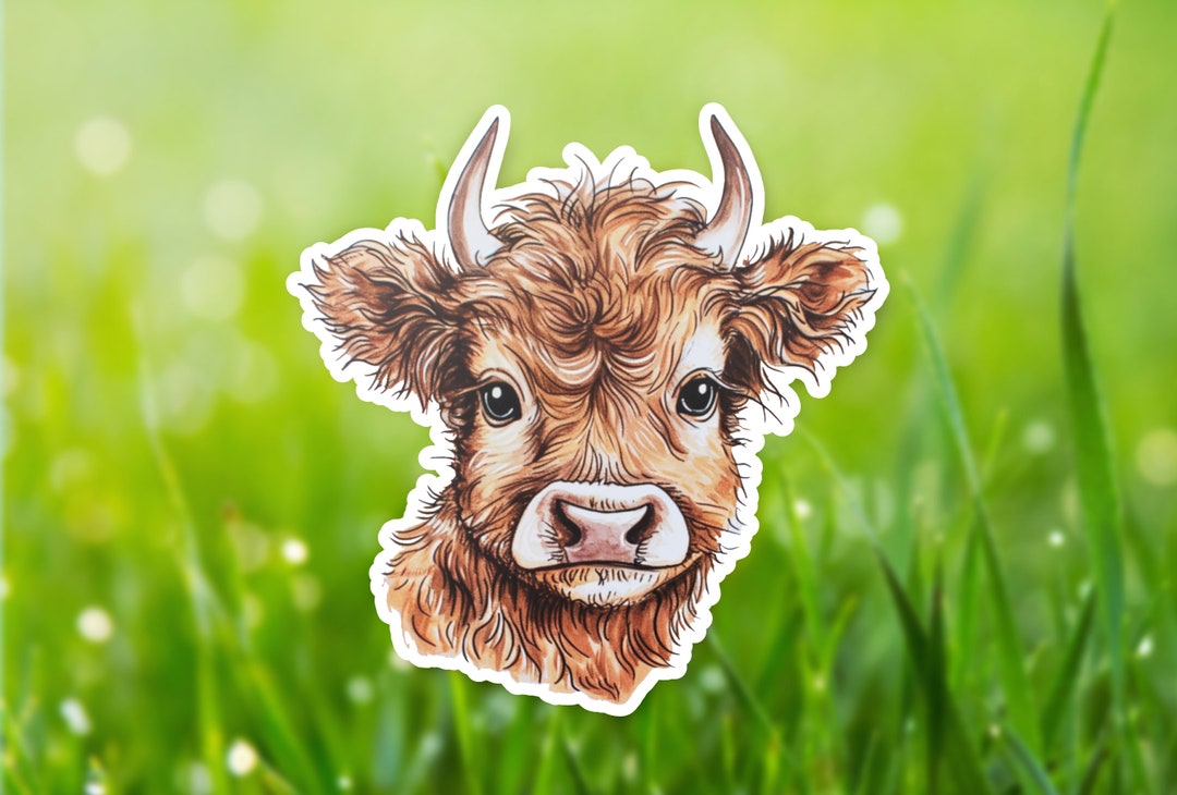 Highland Cow Vinyl Decal, Farm Animal Sticker, Laptop Decal, Car Window ...