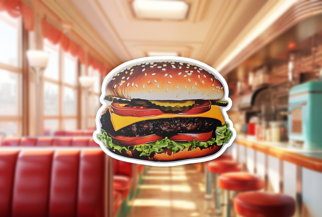 Realistic Cheeseburger Vinyl Sticker, Foodie Sticker, Laptop Decal ...