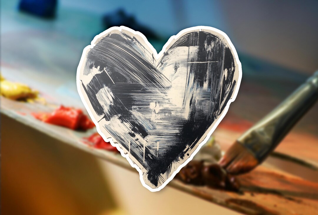 Grunge Black Ink Heart Sticker | Black Love Heart Decal | Laptop ...