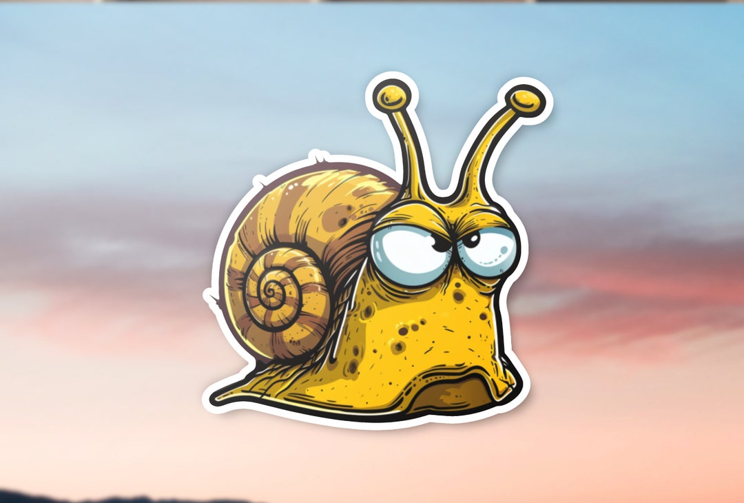 Funny Snail Vinyl Sticker, Grumpy Snail Decal, Durable Sticker, Laptop ...