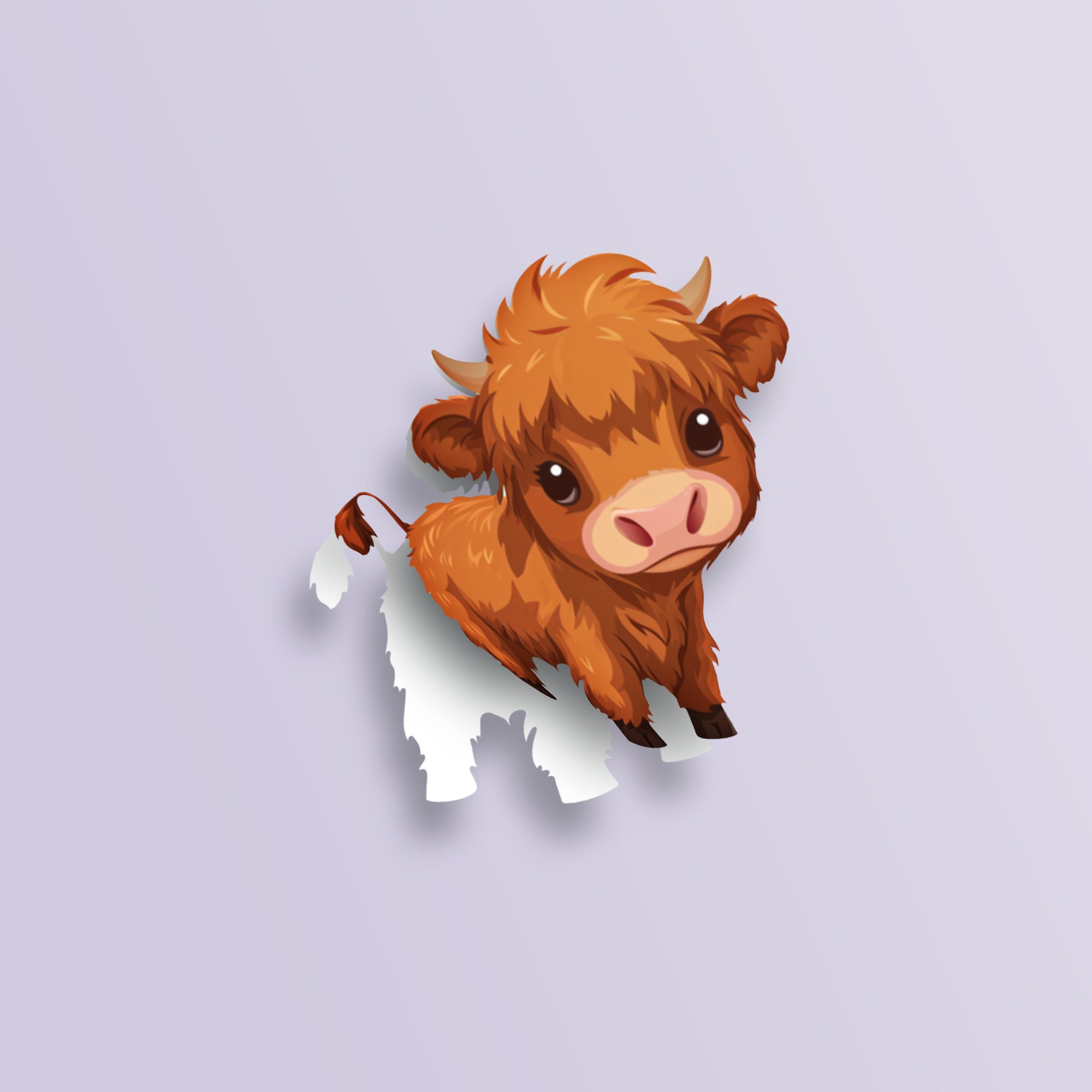 Highland Cow Vinyl Sticker, Cartoon Cow Decal, Laptop Sticker, Water ...