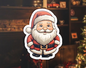 Santa Claus Sticker Vinyl Decal Christmas Festive Decor Winter Holiday ...
