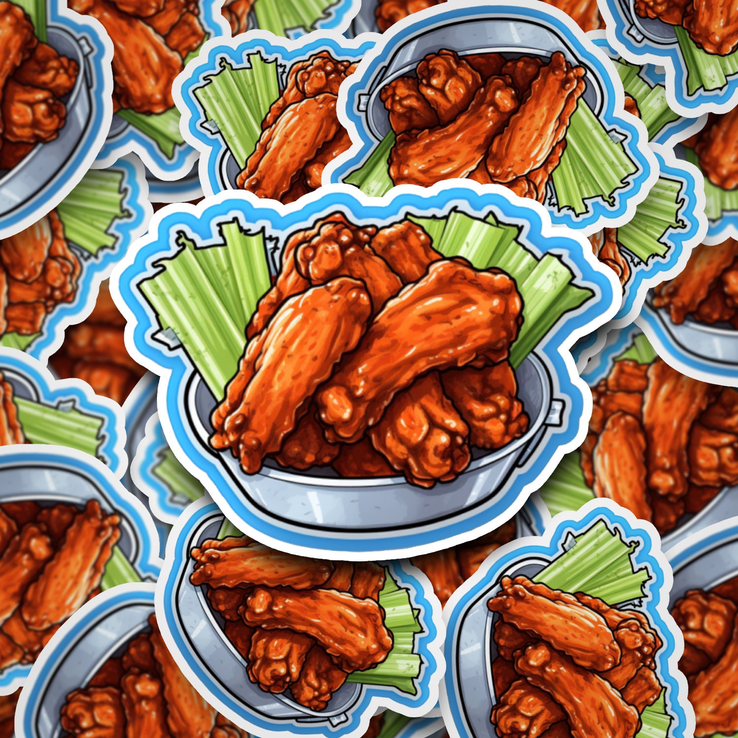 Food Sticker Buffalo Wings, Vinyl Decal, Laptop Decal, Food Lover Gift ...