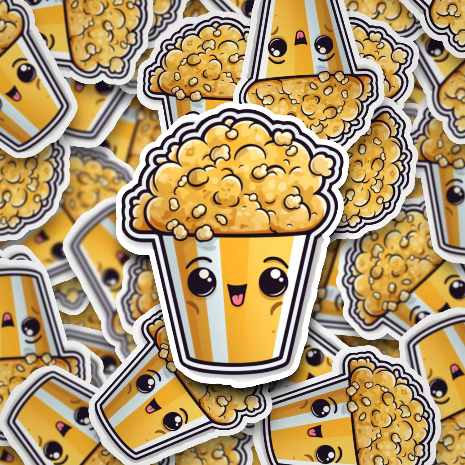 Cute Cartoon Popcorn Sticker, Kawaii Food Sticker, Popcorn Lover Gift ...