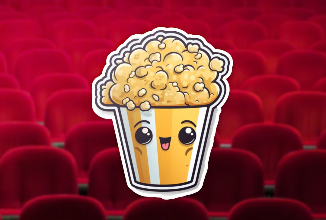 Cute Cartoon Popcorn Sticker, Kawaii Food Sticker, Popcorn Lover Gift ...