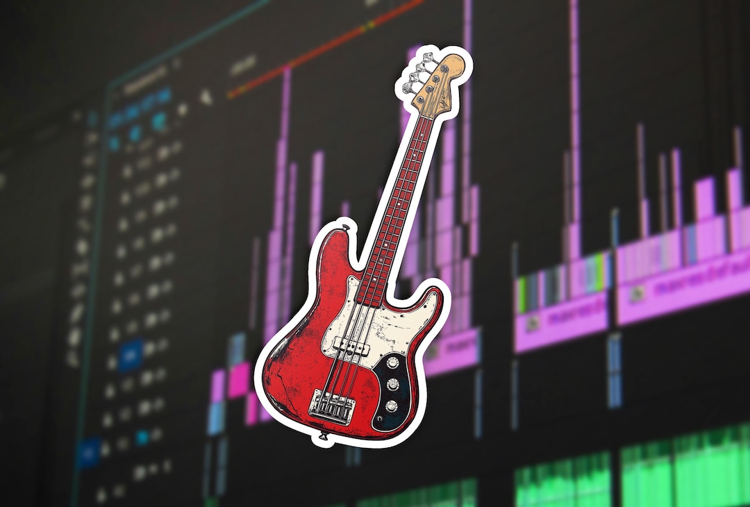 Red Guitar Vinyl Sticker, Music Lover Gift, Guitar Decal, Instrument ...