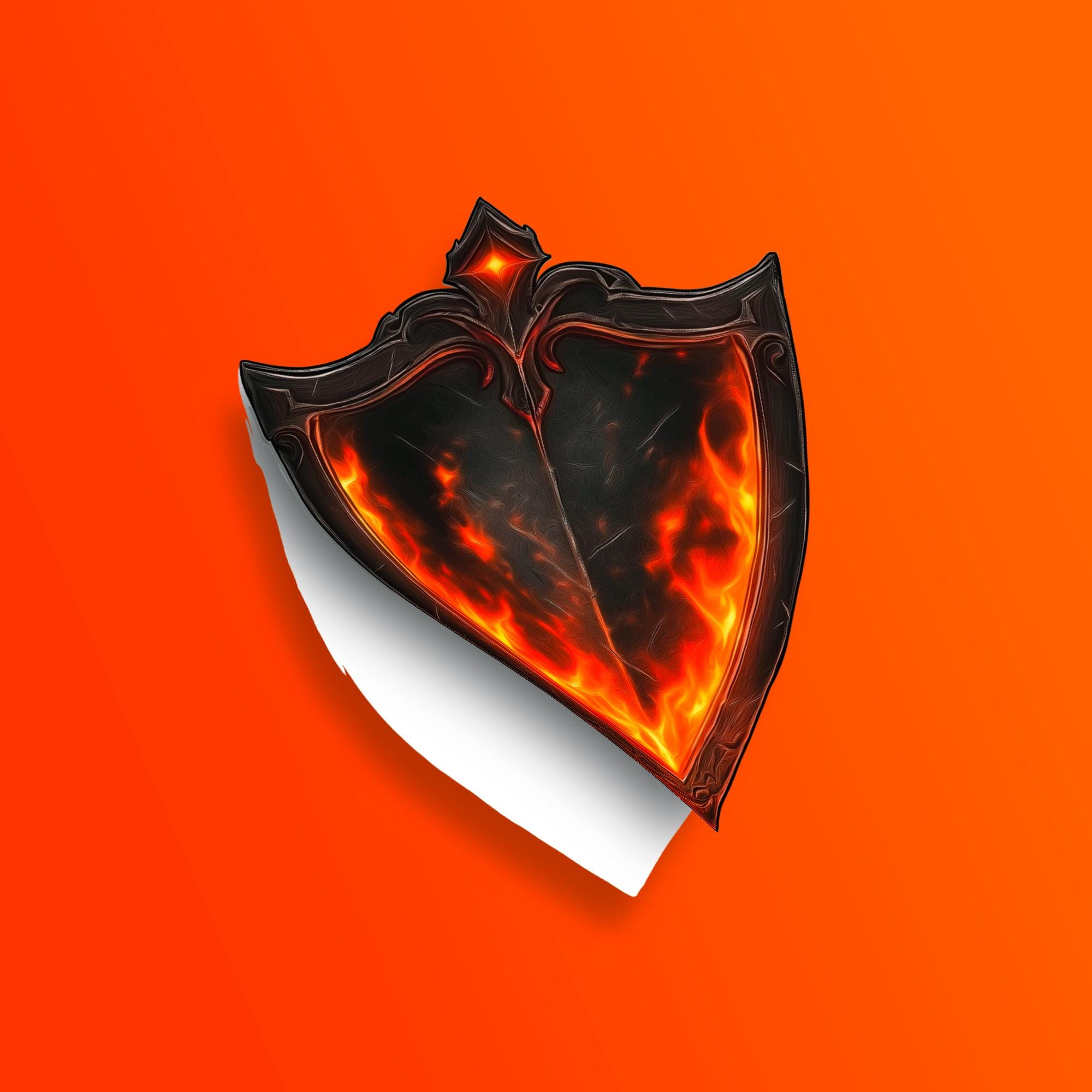 Shield of Flames Sticker, Mythical Vinyl Decal, Laptop Decoration ...