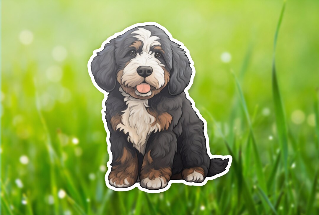 Bernedoodle Dog Vinyl Sticker, Pet Lover Gift, Water Bottle Decal ...