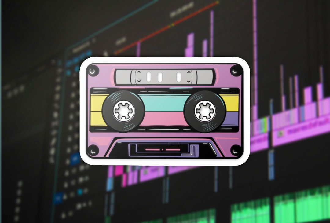 Vintage 80's Retro Colored Cassette Tape Vinyl Sticker, Vintage Vibe ...