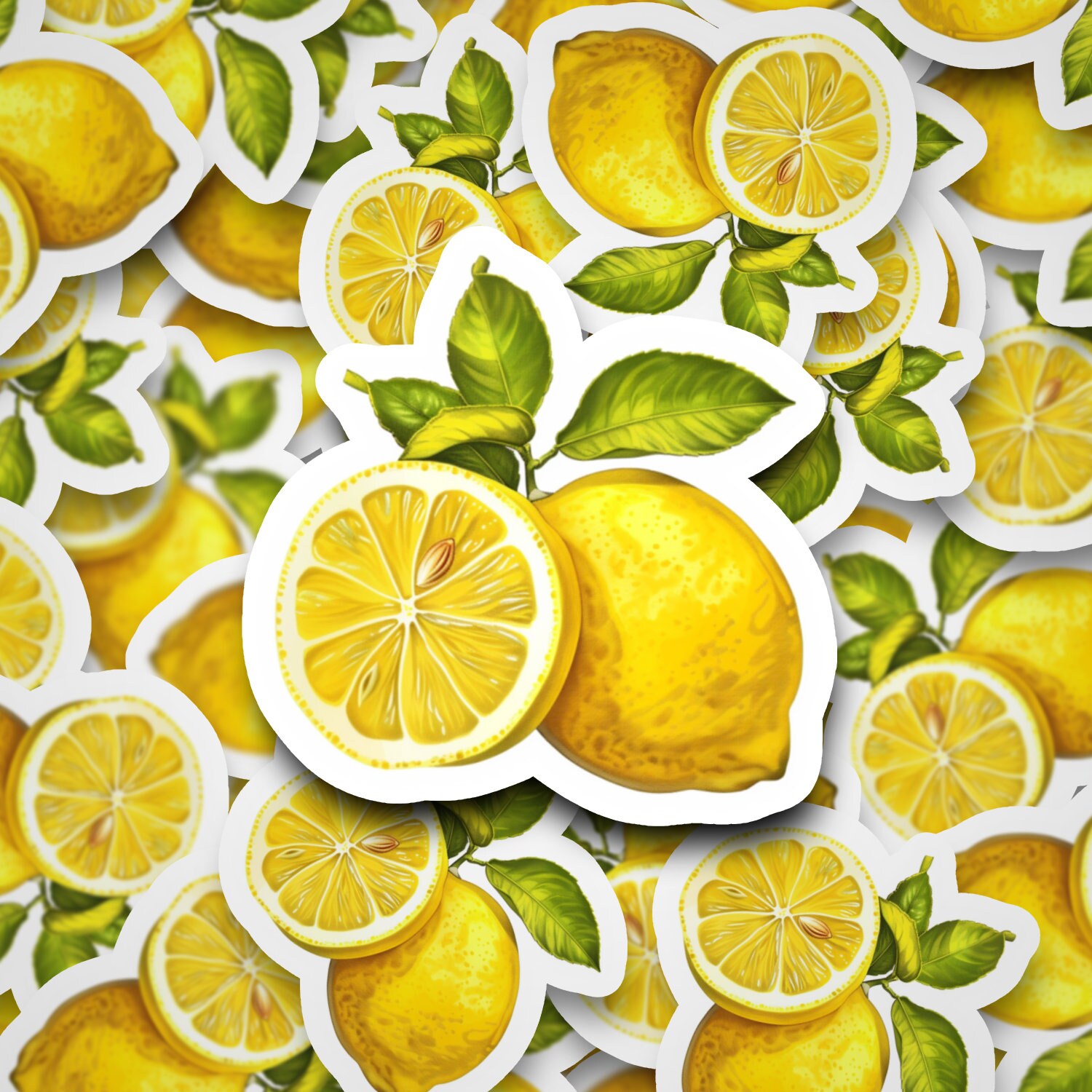 Yellow Lemon Sticker, Fruity Vinyl Decal, Citrus Journal Sticker, Cute ...