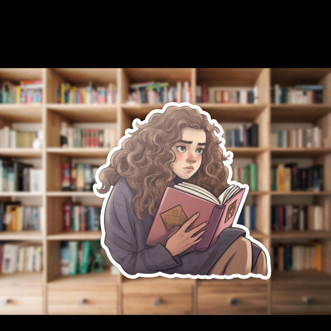 Hermione Granger Reading Sticker, Bookworm Decal, Novel Lover Gift ...