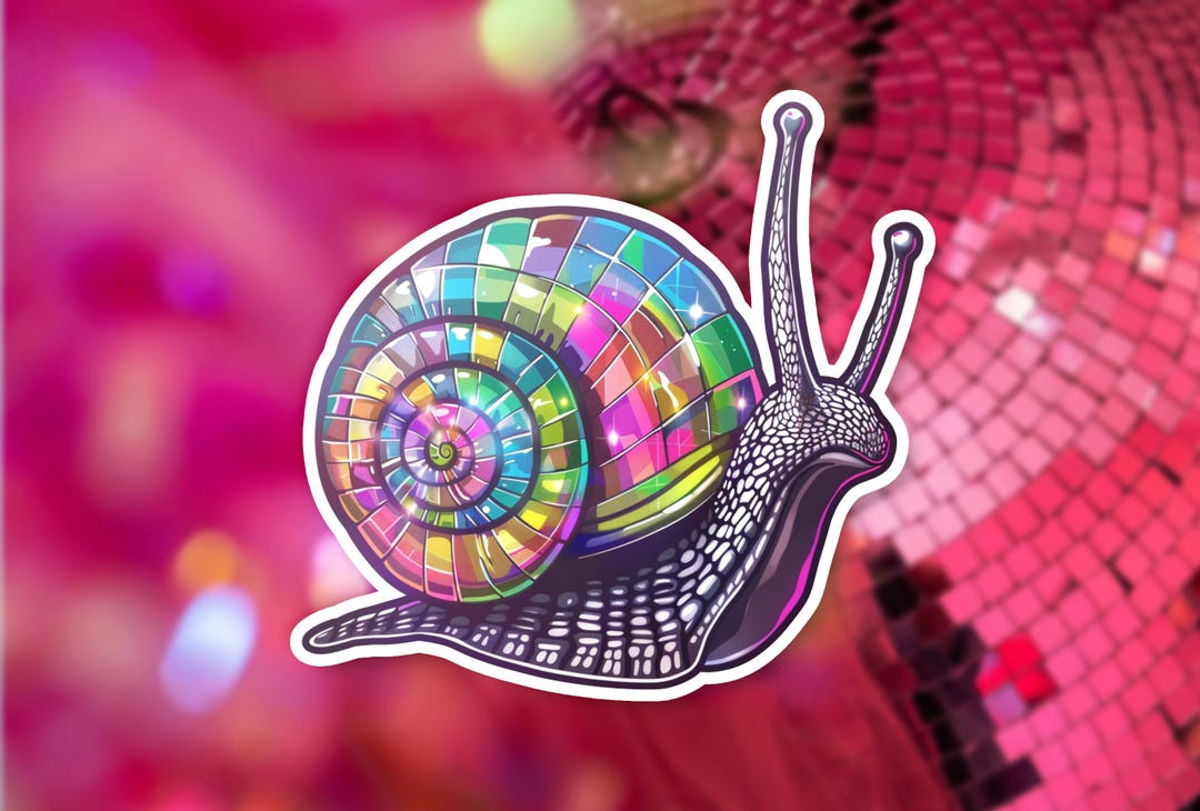Disco Ball Snail Vinyl Sticker, Fun Sticker, Cute Decal, Trendy Laptop ...