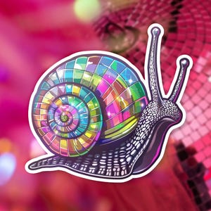 Disco Ball Snail Vinyl Sticker, Fun Sticker, Cute Decal, Trendy Laptop ...
