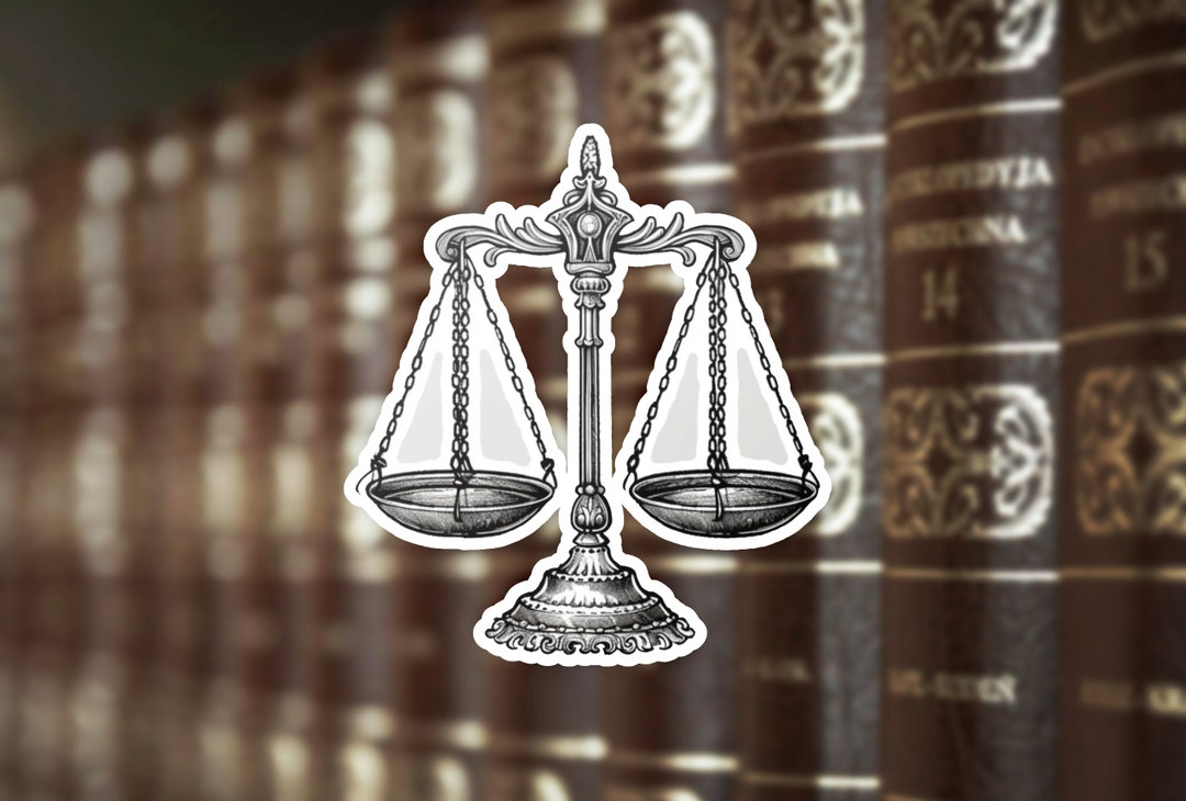 Scales of Justice Vinyl Sticker, Legal Decal, Lawyer Gift, Courtroom ...