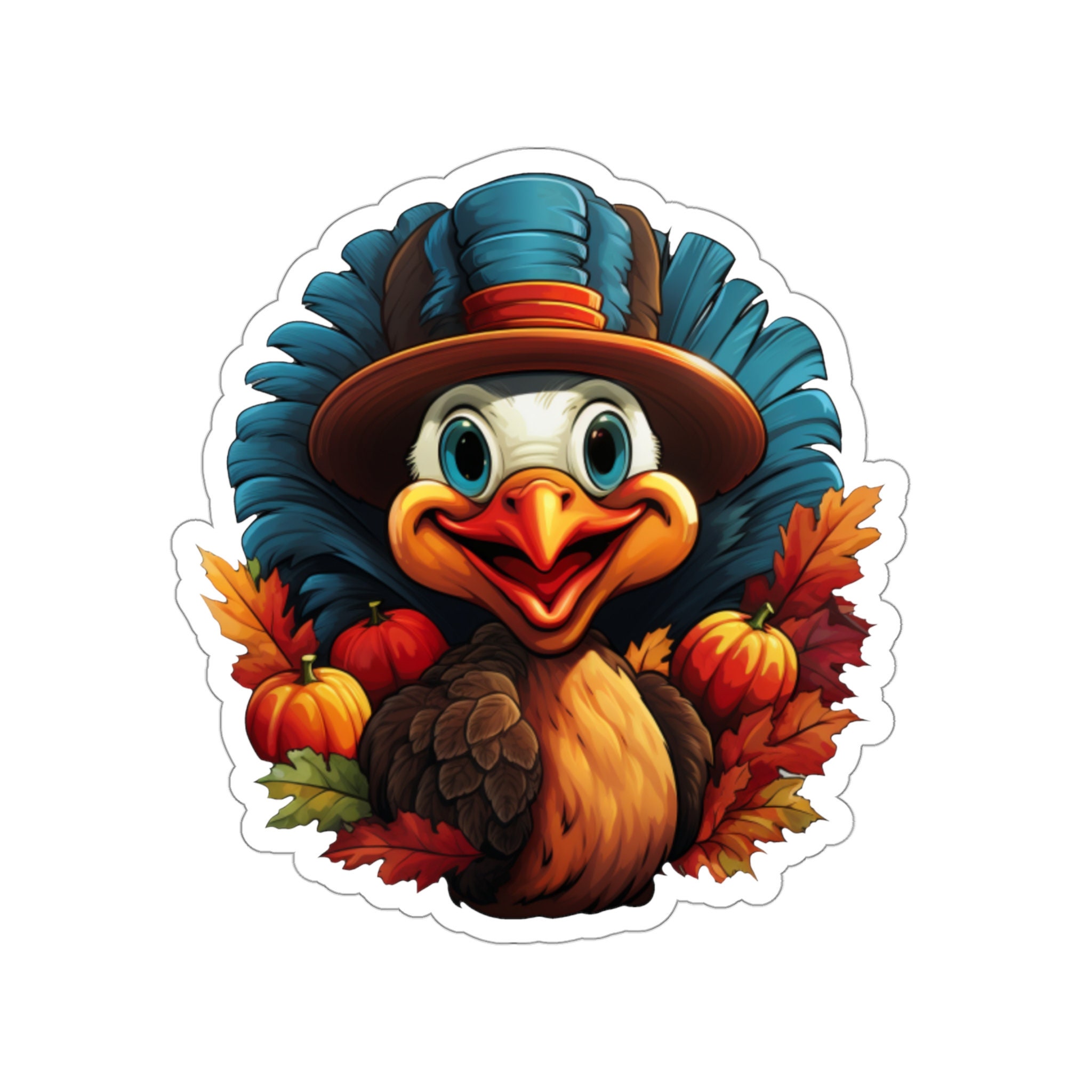 Funny Cartoon Turkey Vinyl Sticker Thanksgiving Laptop - Etsy