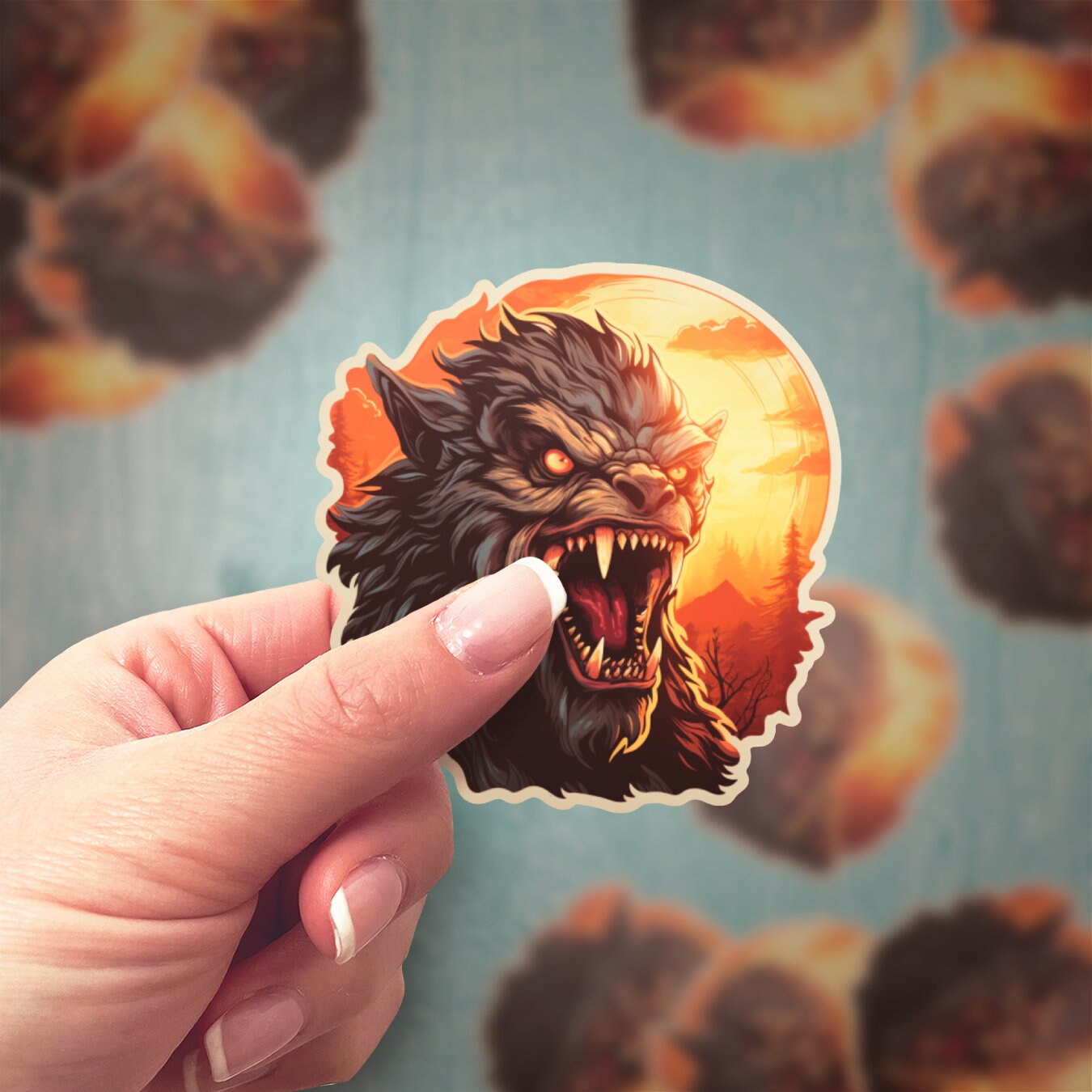 Werewolf Vinyl Sticker Full Moon Sticker Halloween Decal - Etsy