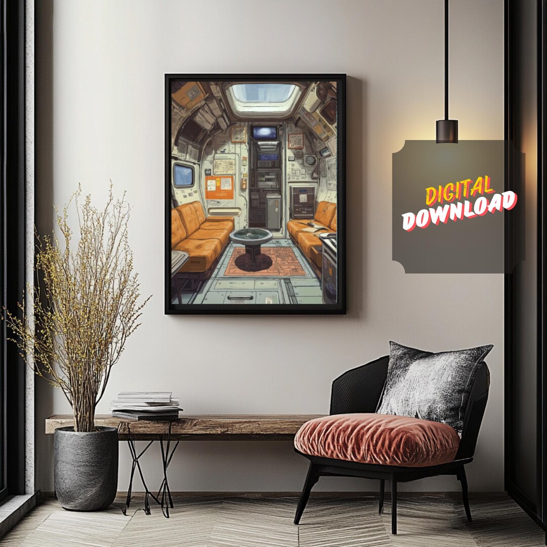 Spaceship Interior Art Print, Sci-fi Wall Art, Astronaut Gift, Space ...