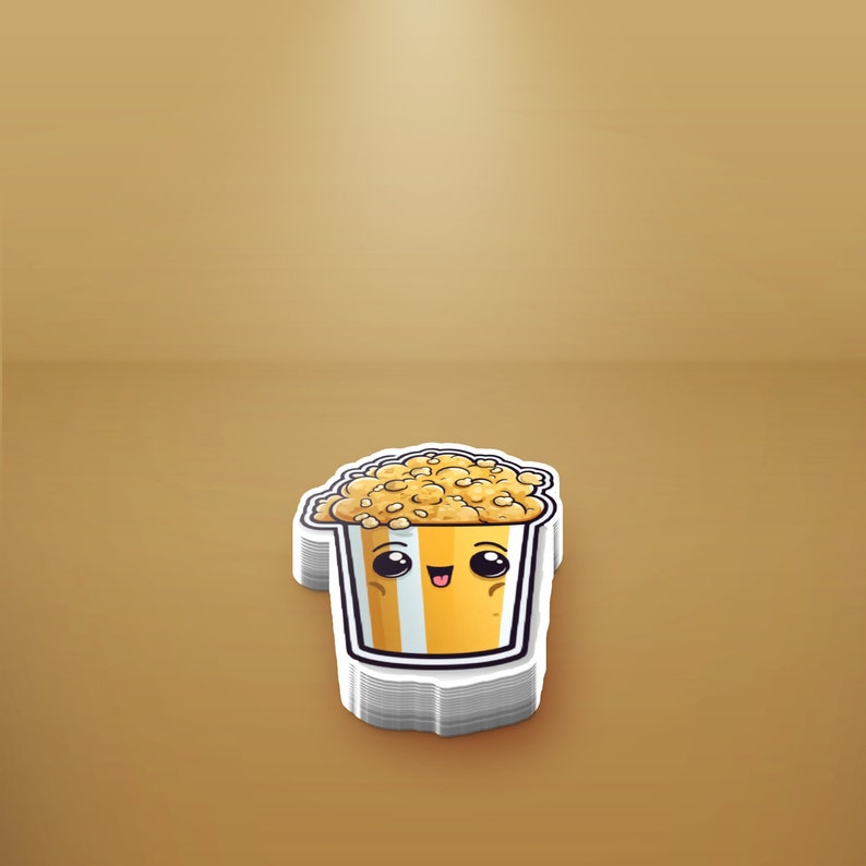 Cute Cartoon Popcorn Sticker, Kawaii Food Sticker, Popcorn Lover Gift ...