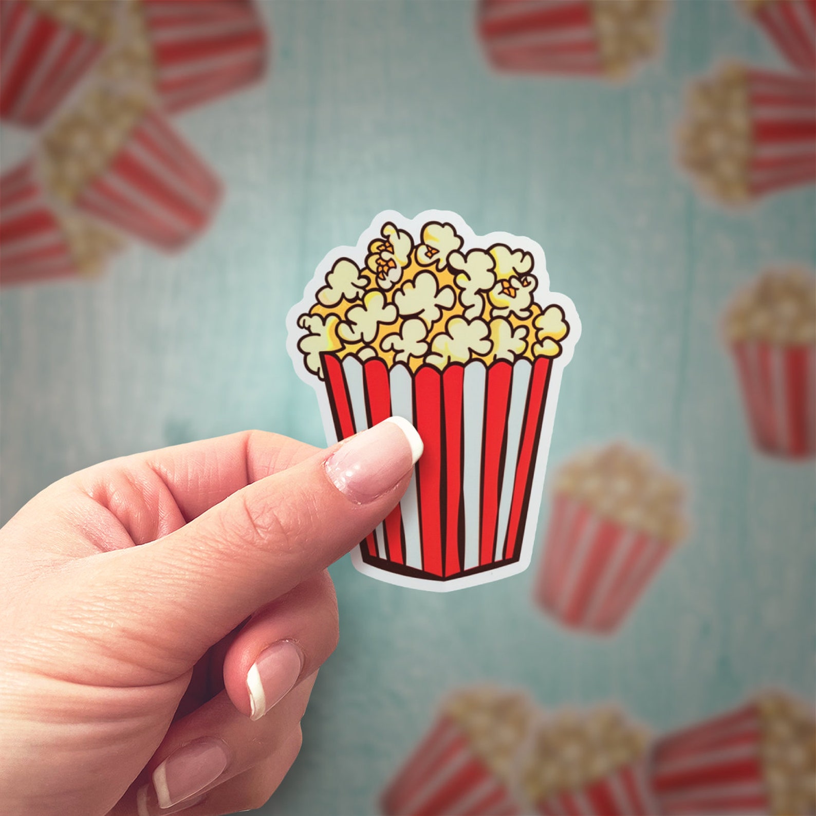 Popcorn Box Vinyl Decal, Theater Snack Sticker, Movie Room Wall Decor ...
