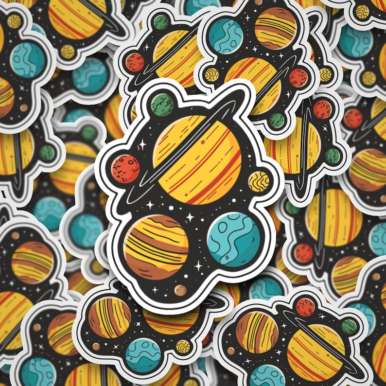 Planet Vinyl Sticker, Space Laptop Decal, Cosmic Car Sticker, Universe ...