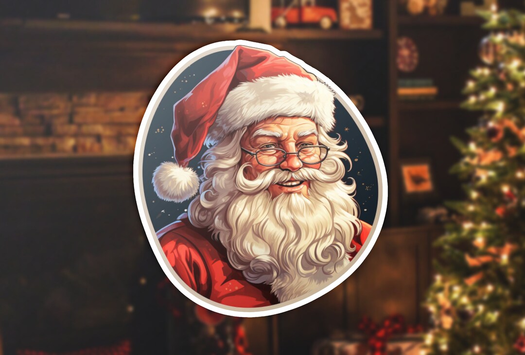 Santa Claus Vinyl Sticker, Christmas Decal, Holiday Decoration, Festive ...