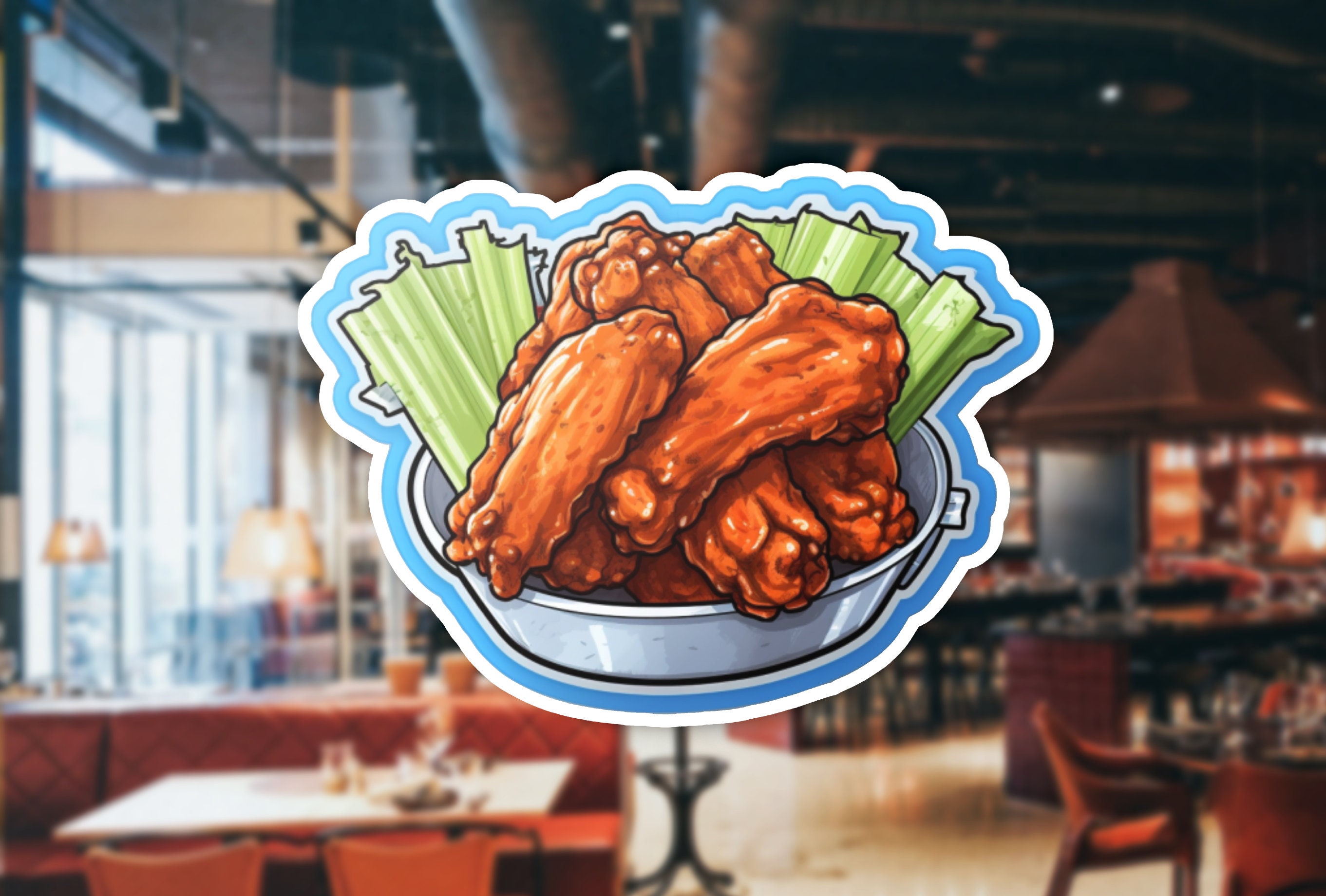 Food Sticker Buffalo Wings, Vinyl Decal, Laptop Decal, Food Lover Gift ...