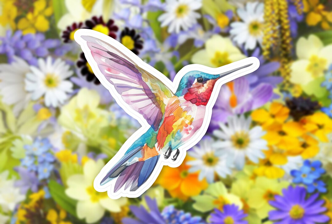 Colorful Hummingbird Decal Sticker, Bird Lover Gift, Floral Laptop ...