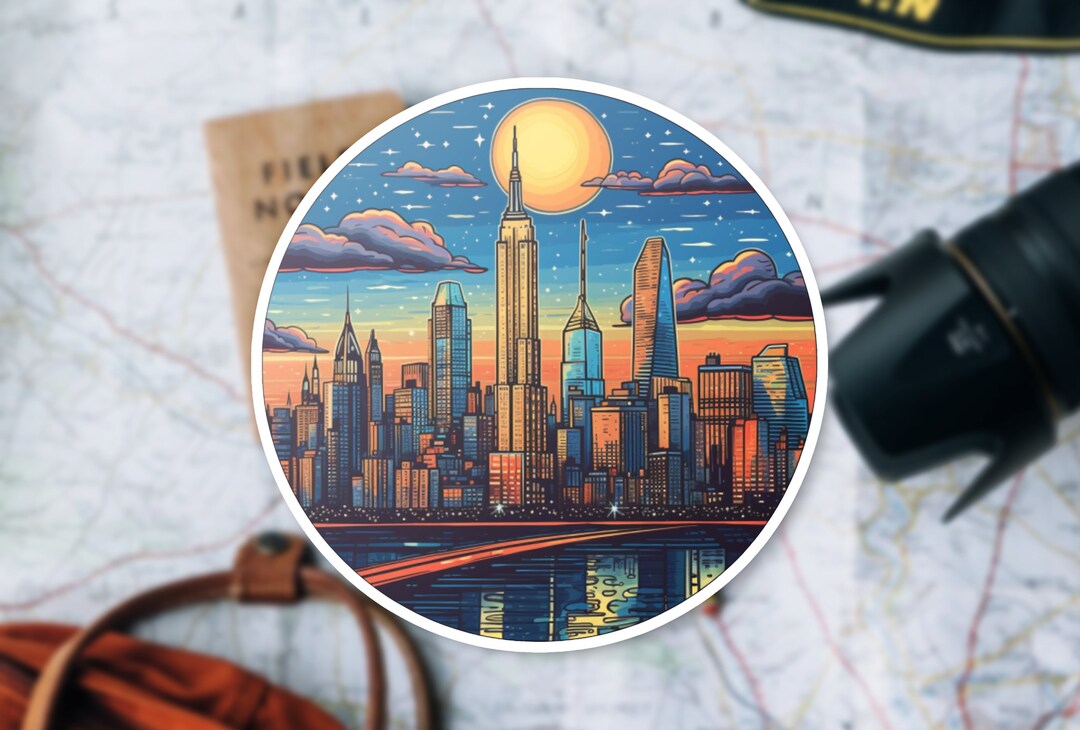 New York City Vinyl Sticker, NYC Skyline Decal, Laptop Sticker, Travel ...
