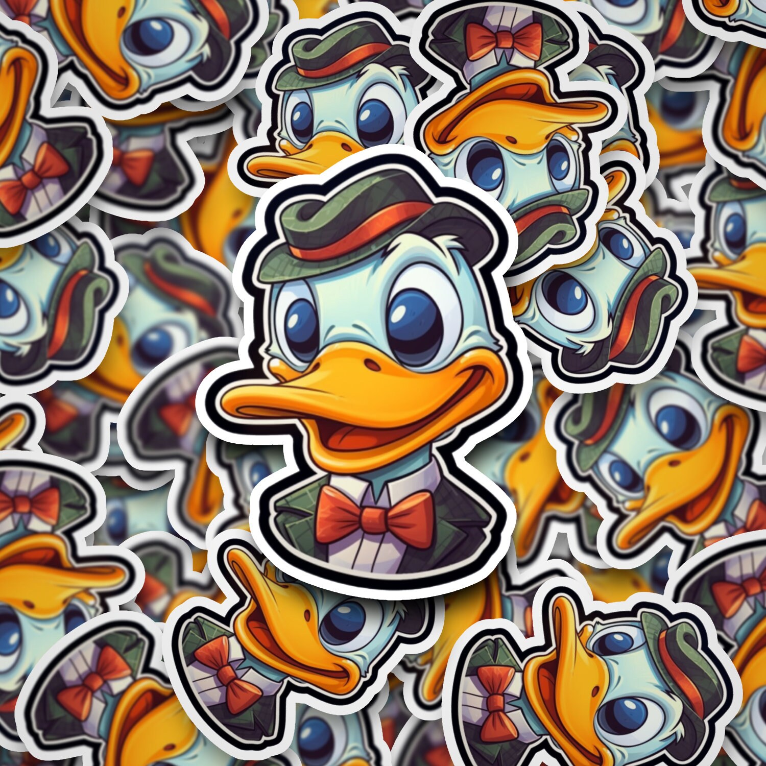 Stylish Duck Sticker With Fedora and Bowtie, Quirky Waterfowl Decal ...