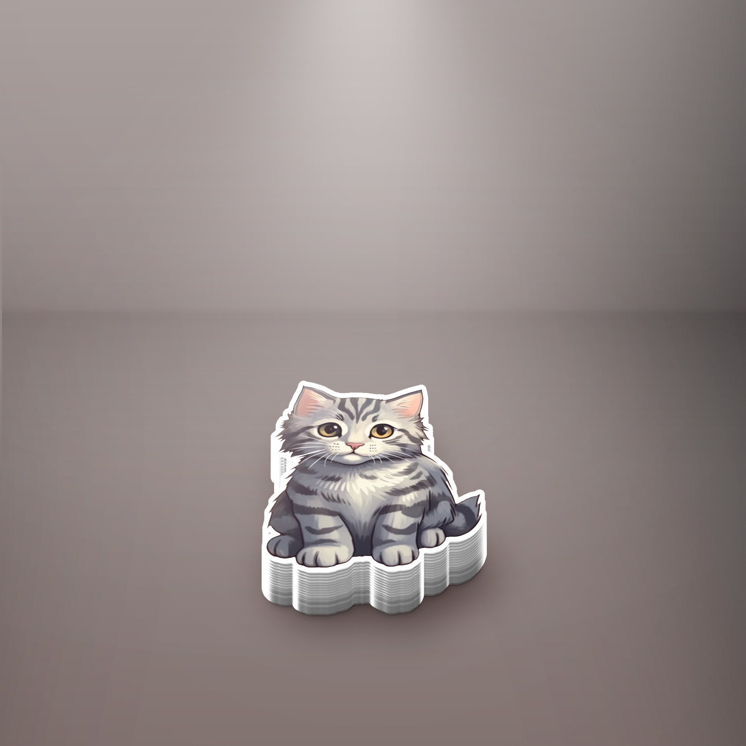 Grey Tabby Cat Sticker, Pet Owner Decal, Cute Animal Sticker, Phone ...
