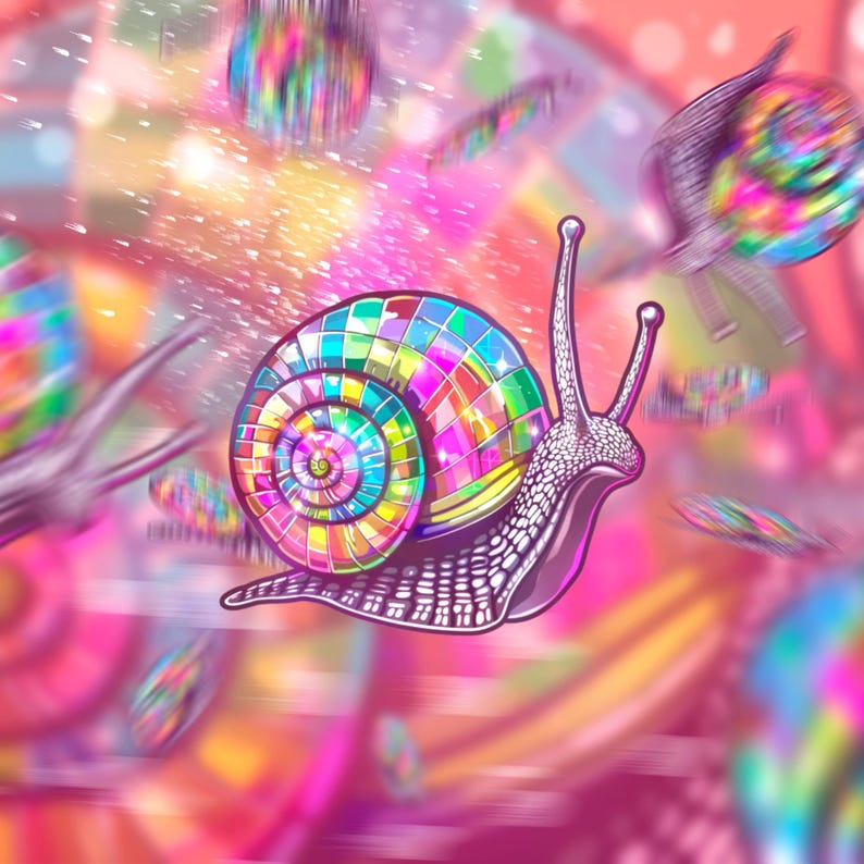 Disco Ball Snail Vinyl Sticker, Fun Sticker, Cute Decal, Trendy Laptop ...