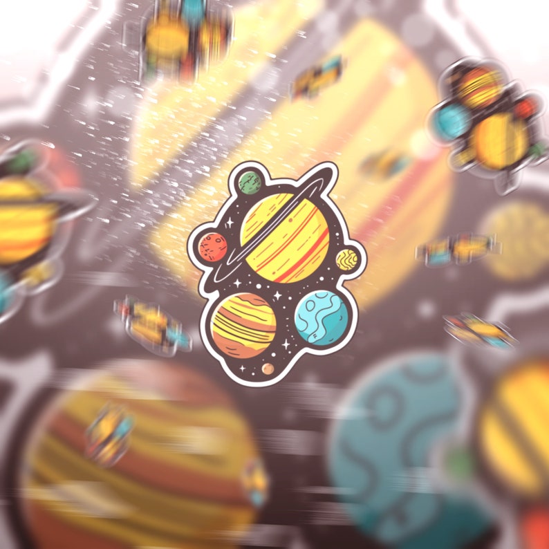 Planet Vinyl Sticker, Space Laptop Decal, Cosmic Car Sticker, Universe ...