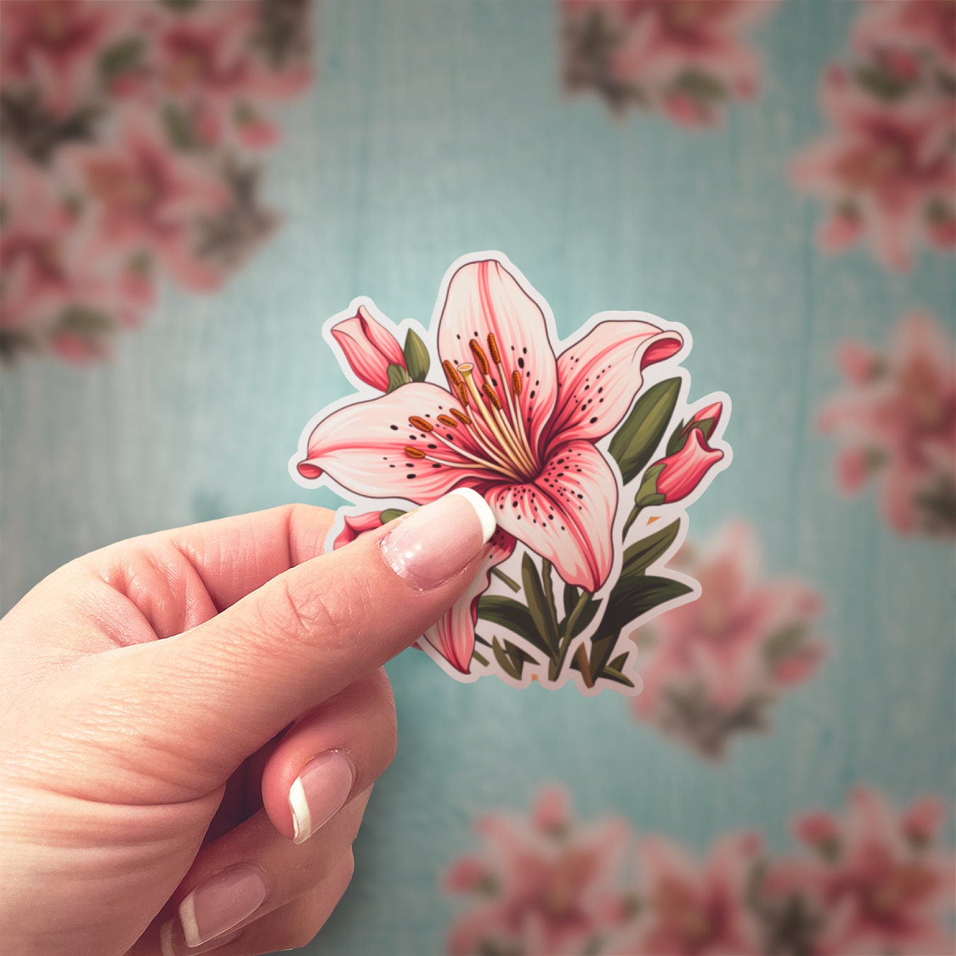 Stargazer Lily Vinyl Sticker, Floral Sticker, Water-resistant Decal ...