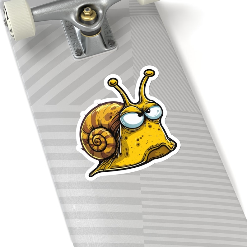 Funny Snail Vinyl Sticker, Grumpy Snail Decal, Durable Sticker, Laptop ...
